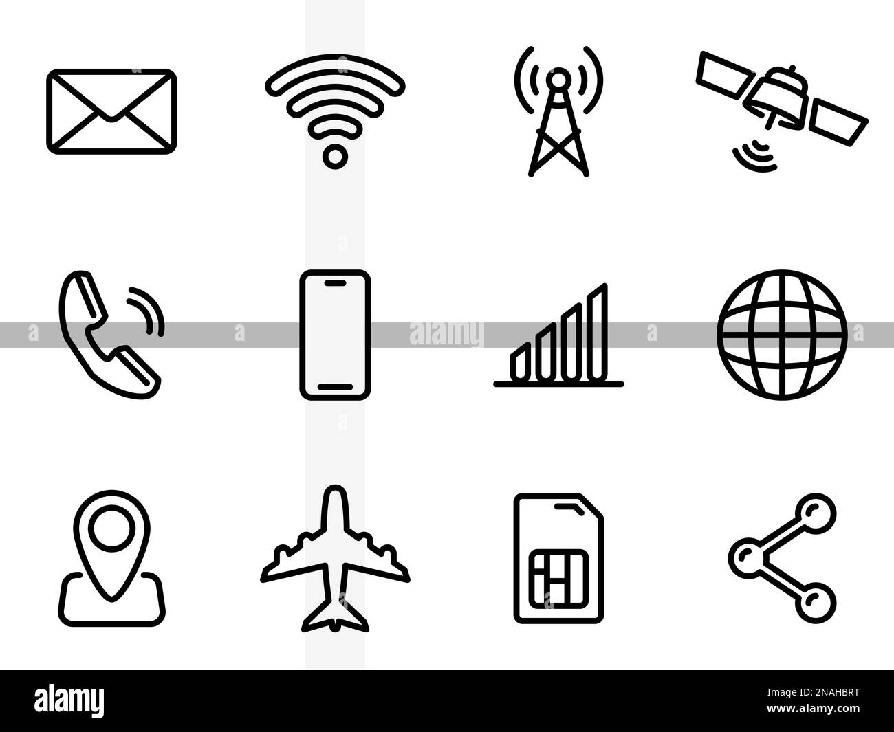 Set of black vector icons, isolated against white background. Flat ...