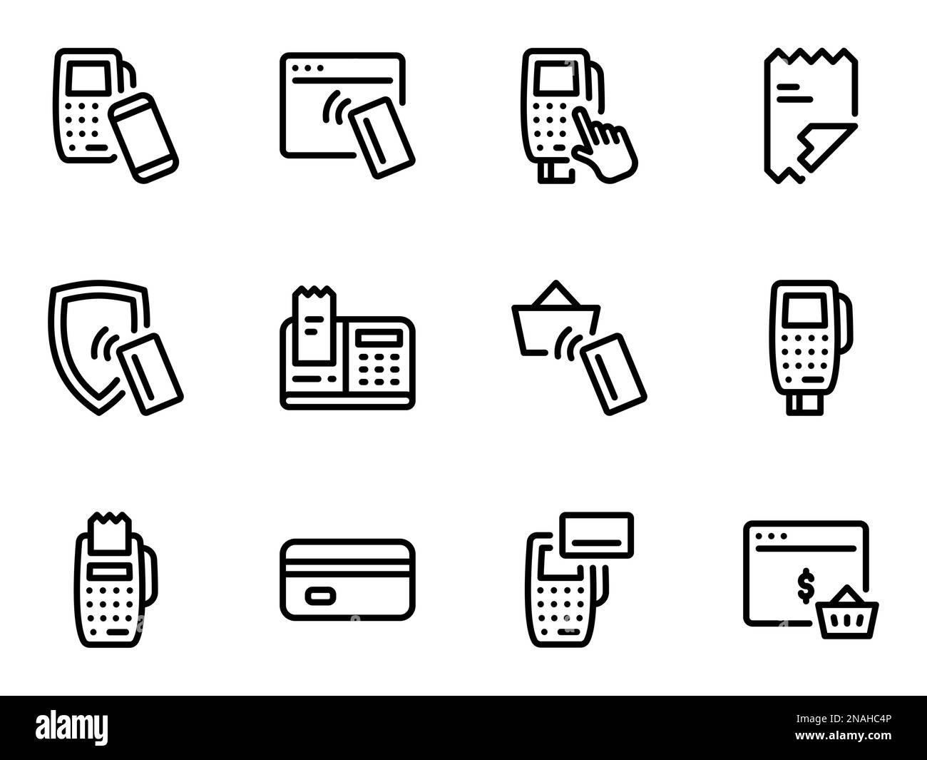 Simple vector icons. Flat illustration on a theme terminal, payment ...