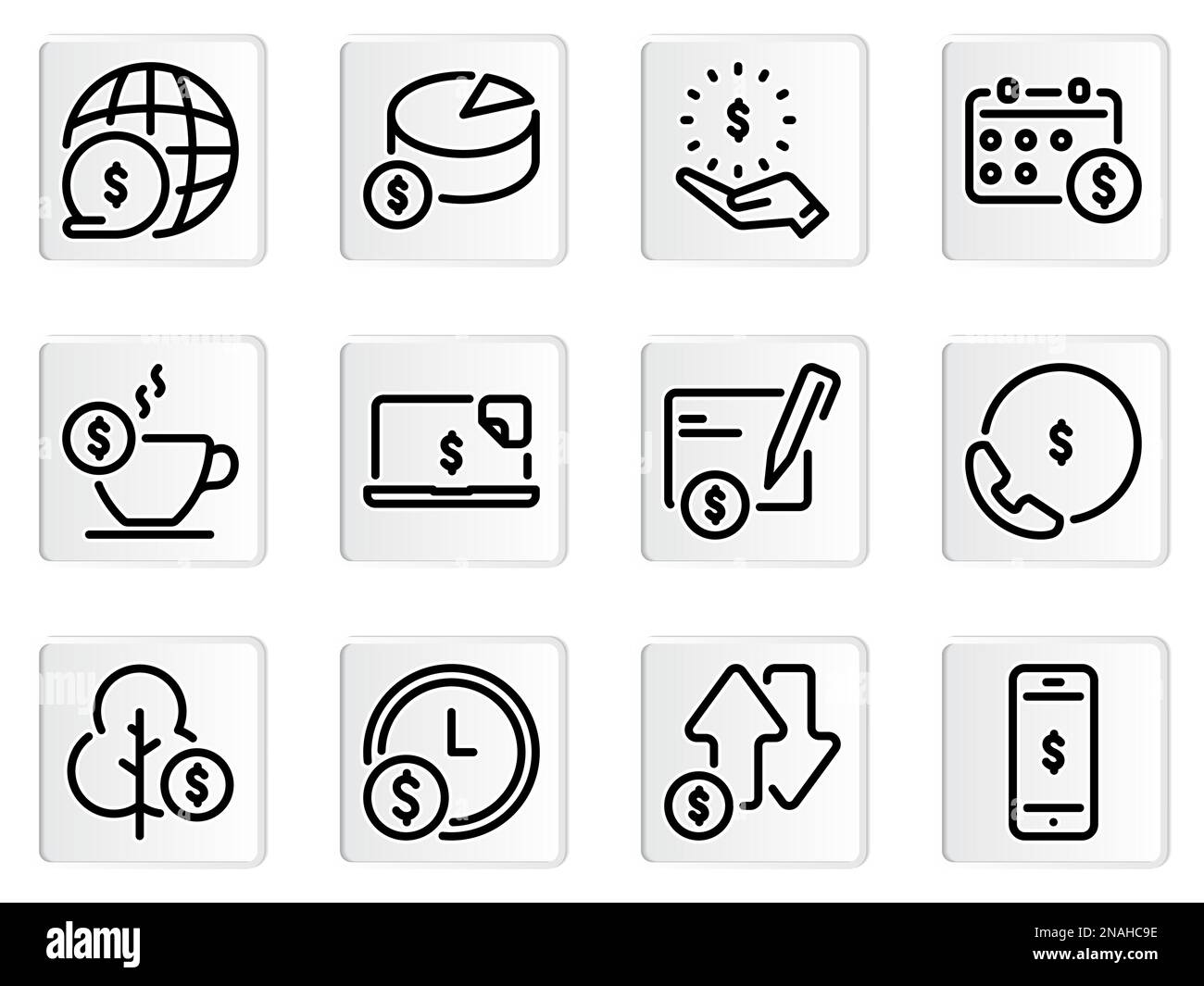 Set of black vector icons, isolated against white background. Flat ...