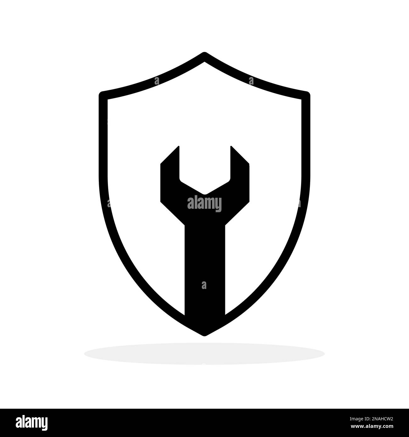 Shield with wrench. Abstract logo design. Repair service concept ...