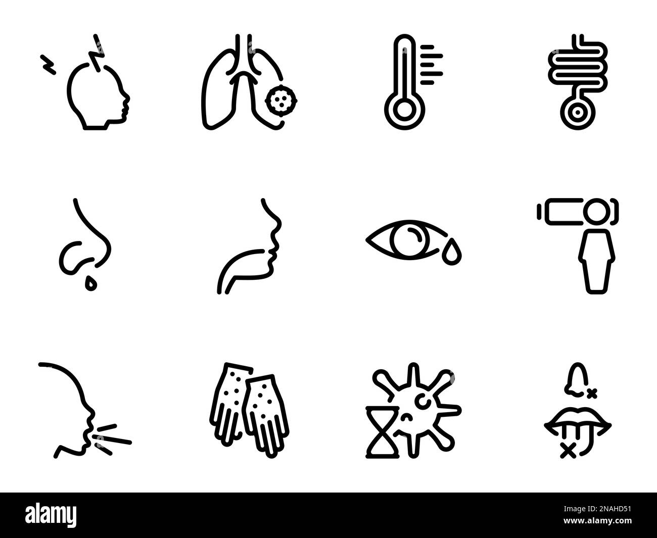 Simple vector icons. Flat illustration on a theme respiratory symptoms ...