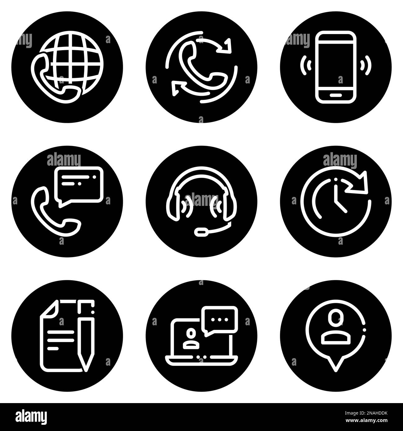 Set of white icons isolated against a black background, on a theme ...