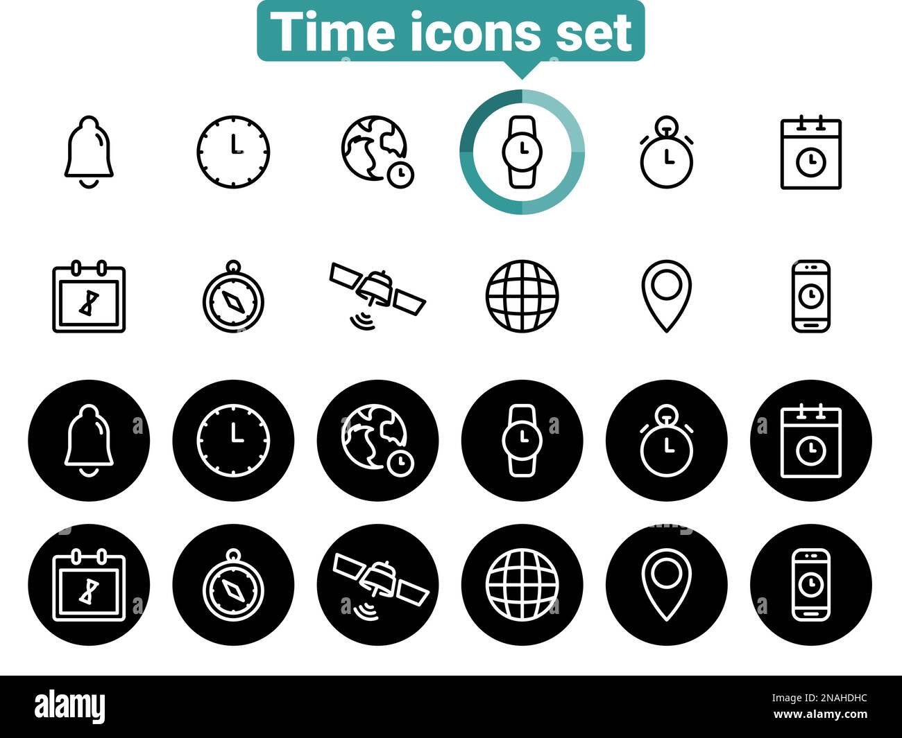 Simple vector icons. Flat illustration on a theme time planning Stock ...