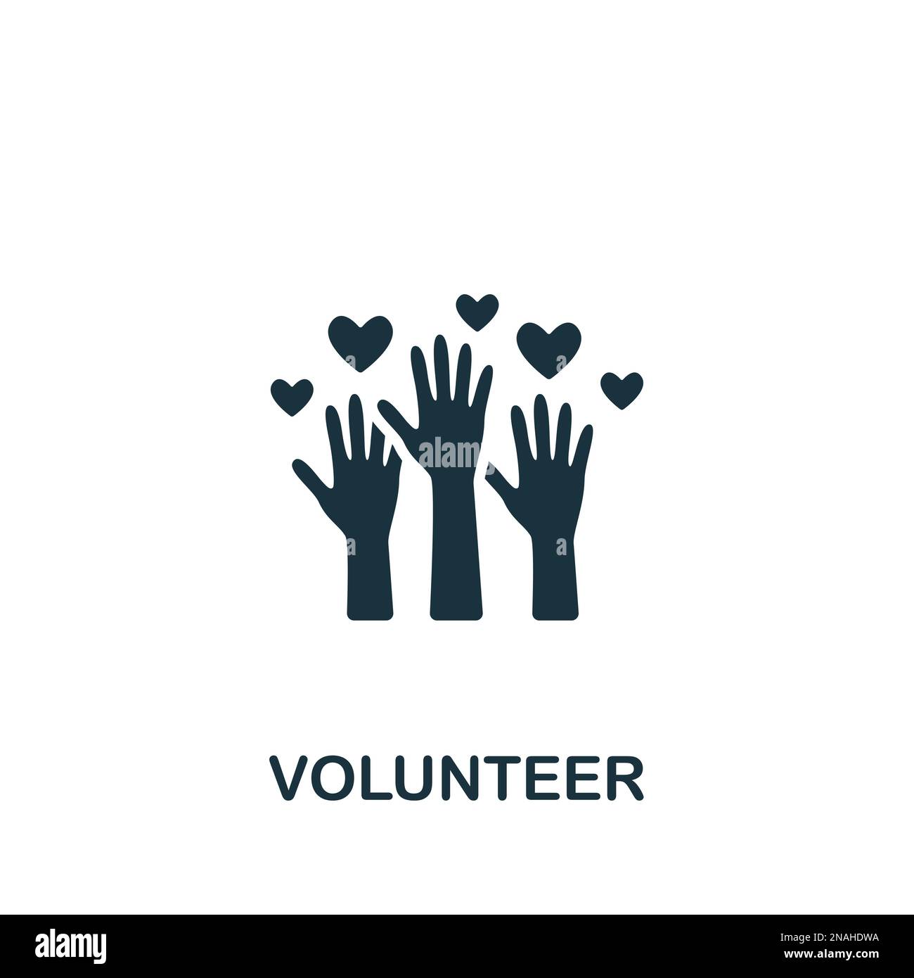 Volunteer icon. Monochrome simple sign from donation collection. Volunteer icon for logo ...