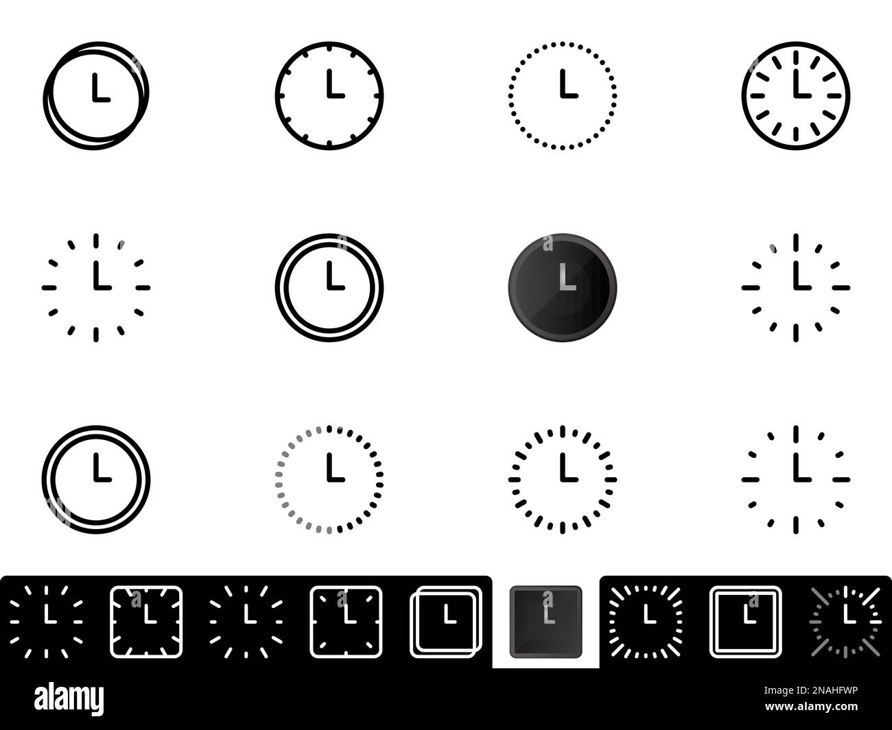 Set of black vector icons, isolated against white background. Flat ...