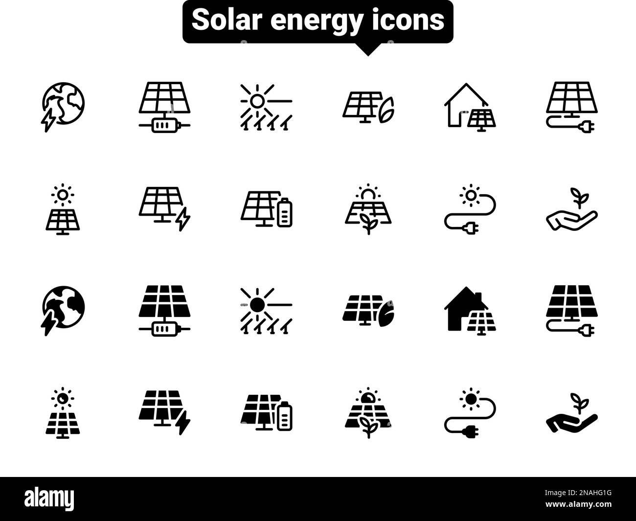 Simple vector icons. Flat illustration on a theme solar panel Stock ...
