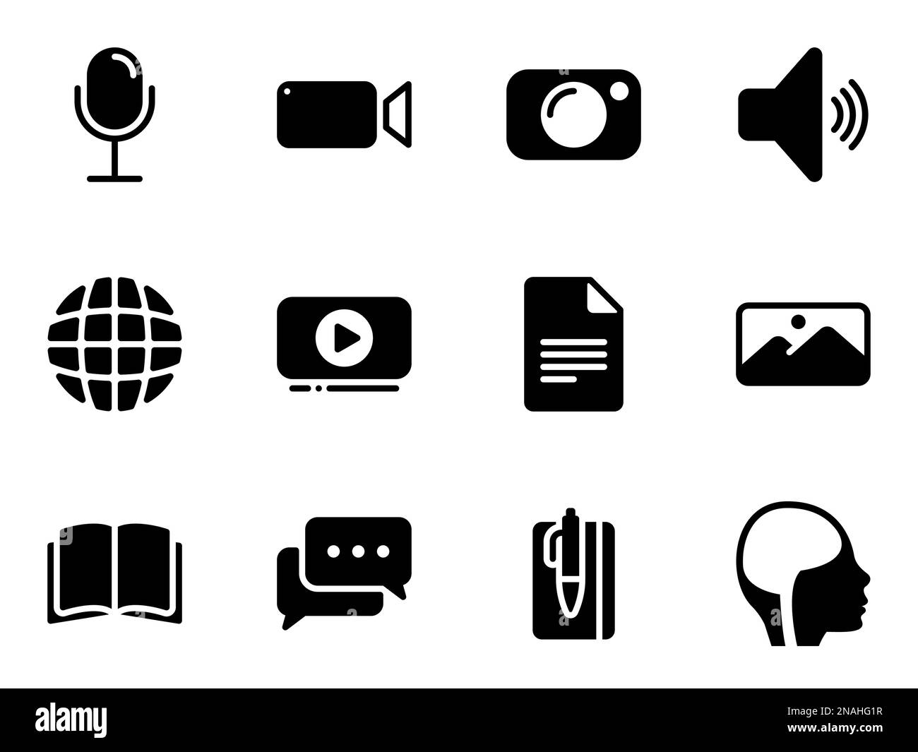 Simple vector icons. Flat illustration on a theme content creation ...