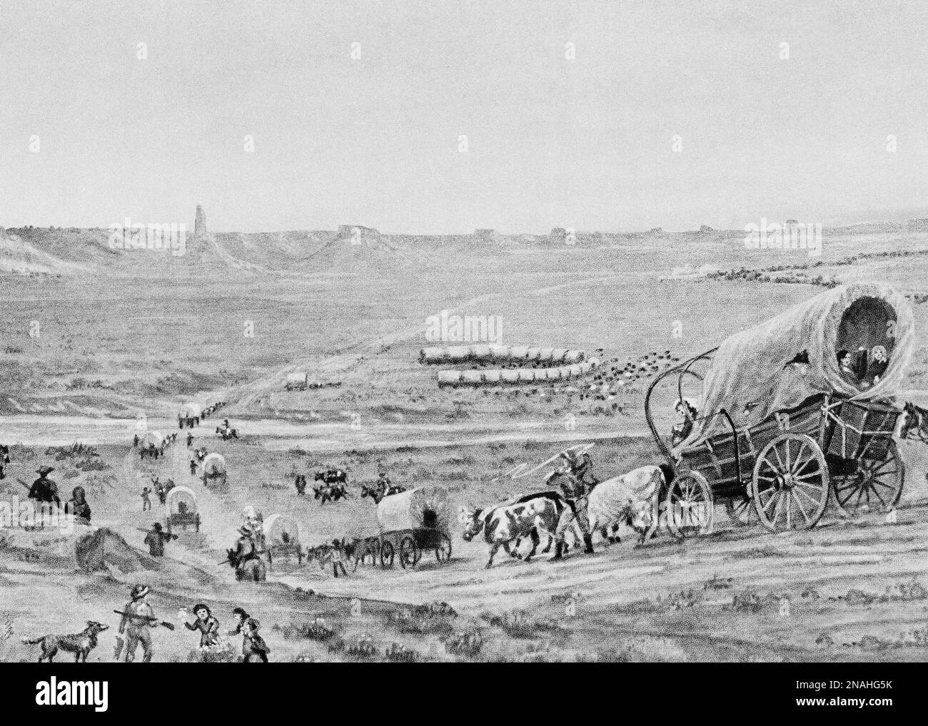 Artwork showing the Oregon trail in 1844. (AP Photo Stock Photo - Alamy