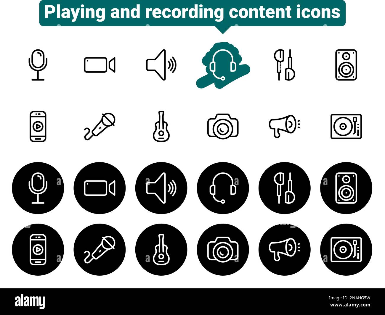 Simple vector icons. Flat illustration on a theme content creation ...