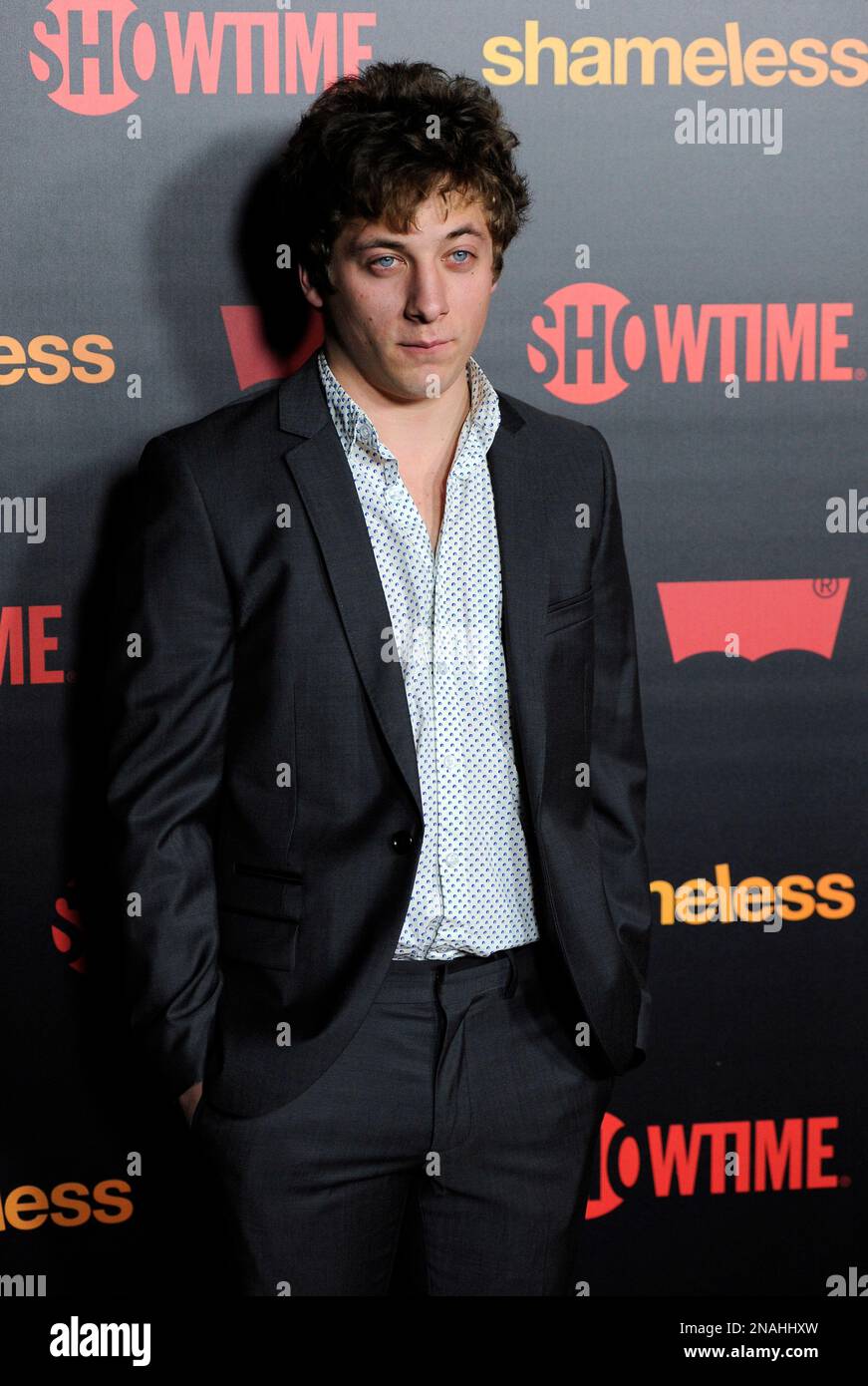 Jeremy Allen White, a cast member in "Shameless," poses at the premiere ...