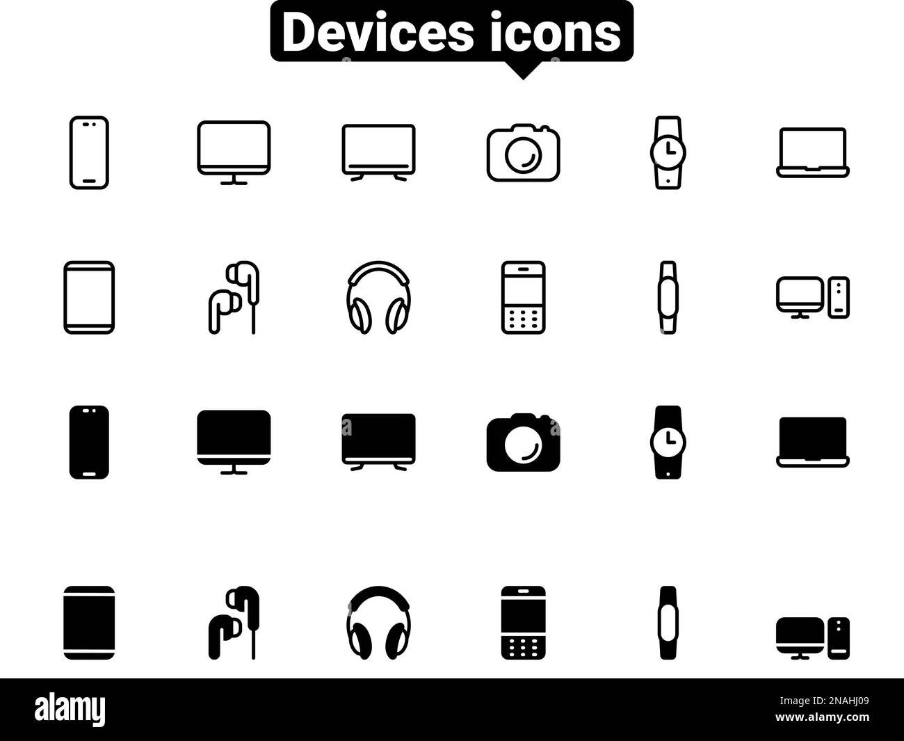 Simple vector icons. Flat illustration on a theme mobile, computer and ...