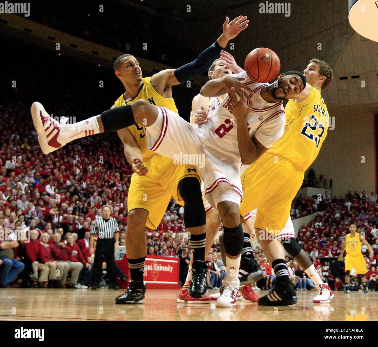Indiana's Christian Watford (2) works against Michigan's Jordan Morgan ...