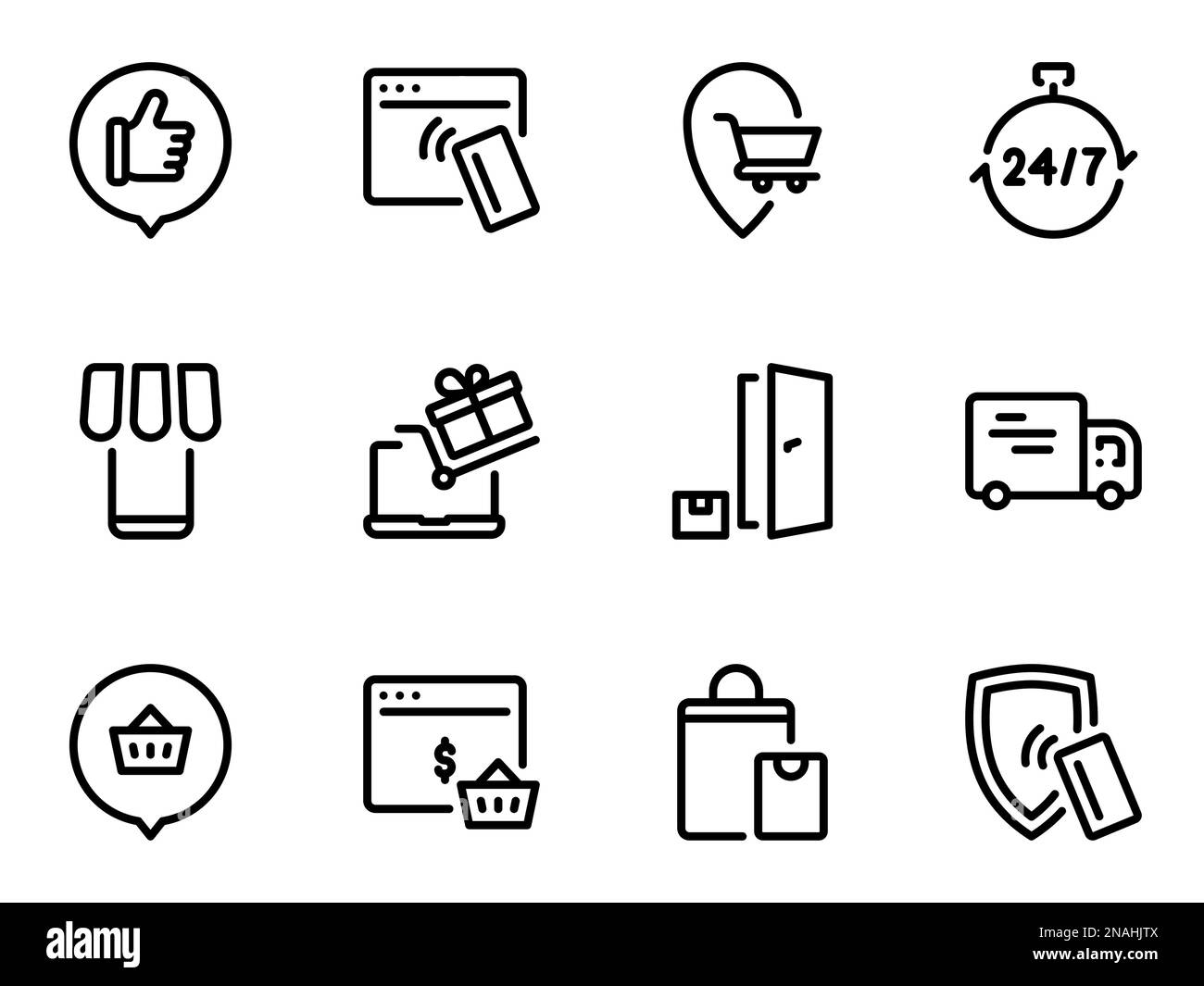 Simple vector icons. Flat illustration on a theme delivery of goods and ...