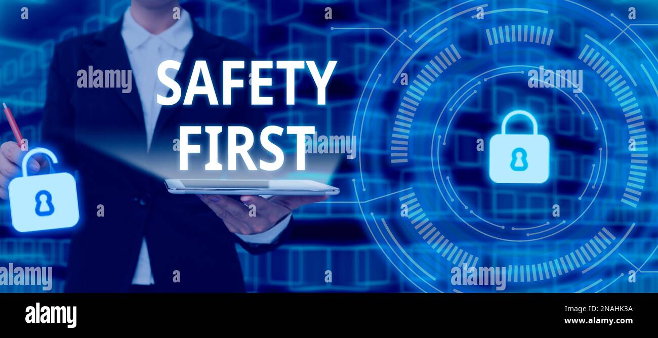 Conceptual display Safety First. Internet Concept Avoid any unnecessary ...