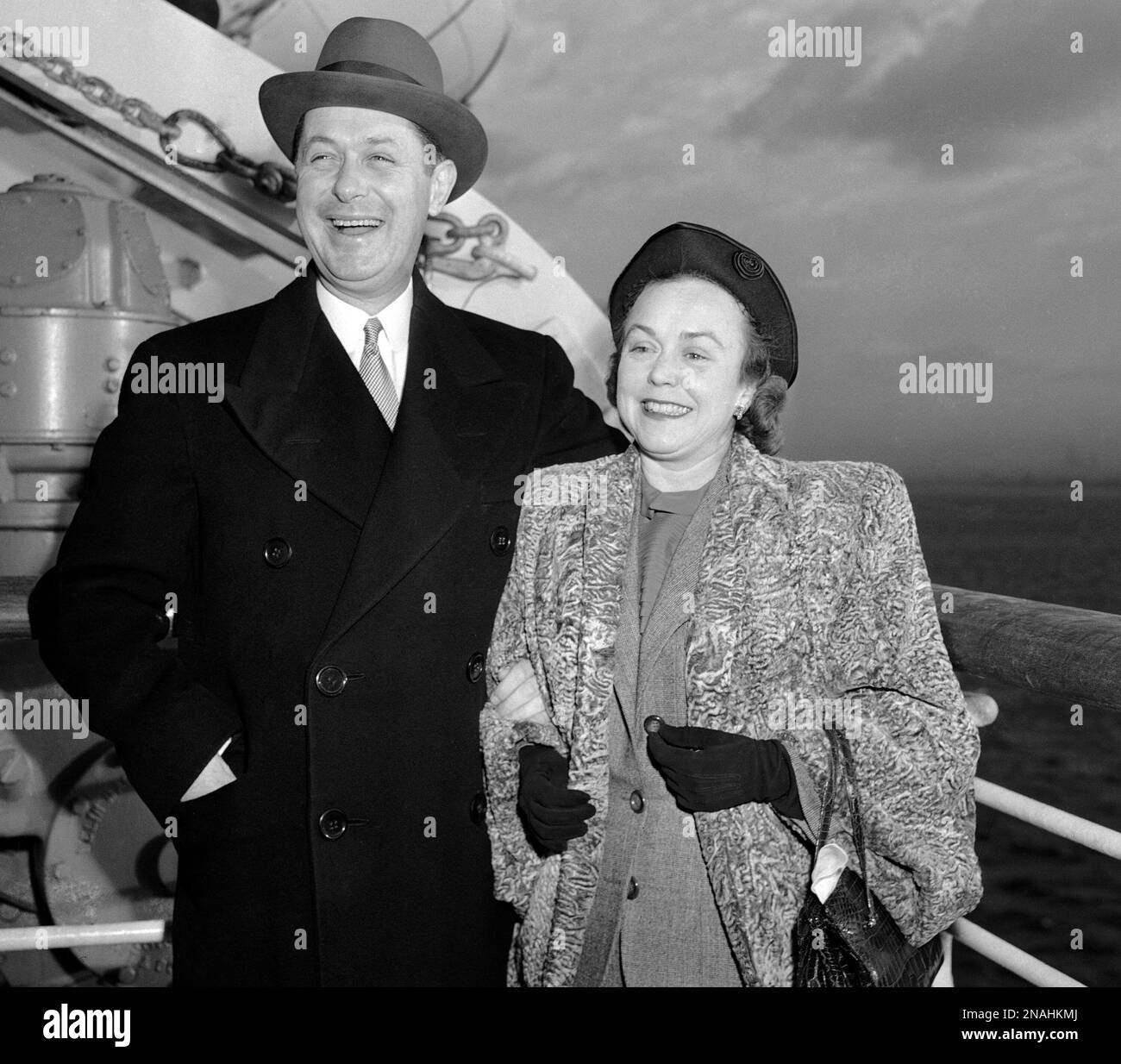 Screen actor Robert Montgomery and Mrs. Montgomery arrive in New York ...