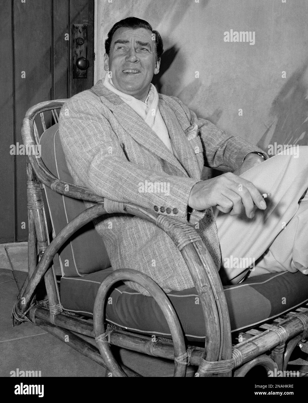 Screen actor Walter Pidgeon likes to laze around in his Beverly Hills ...