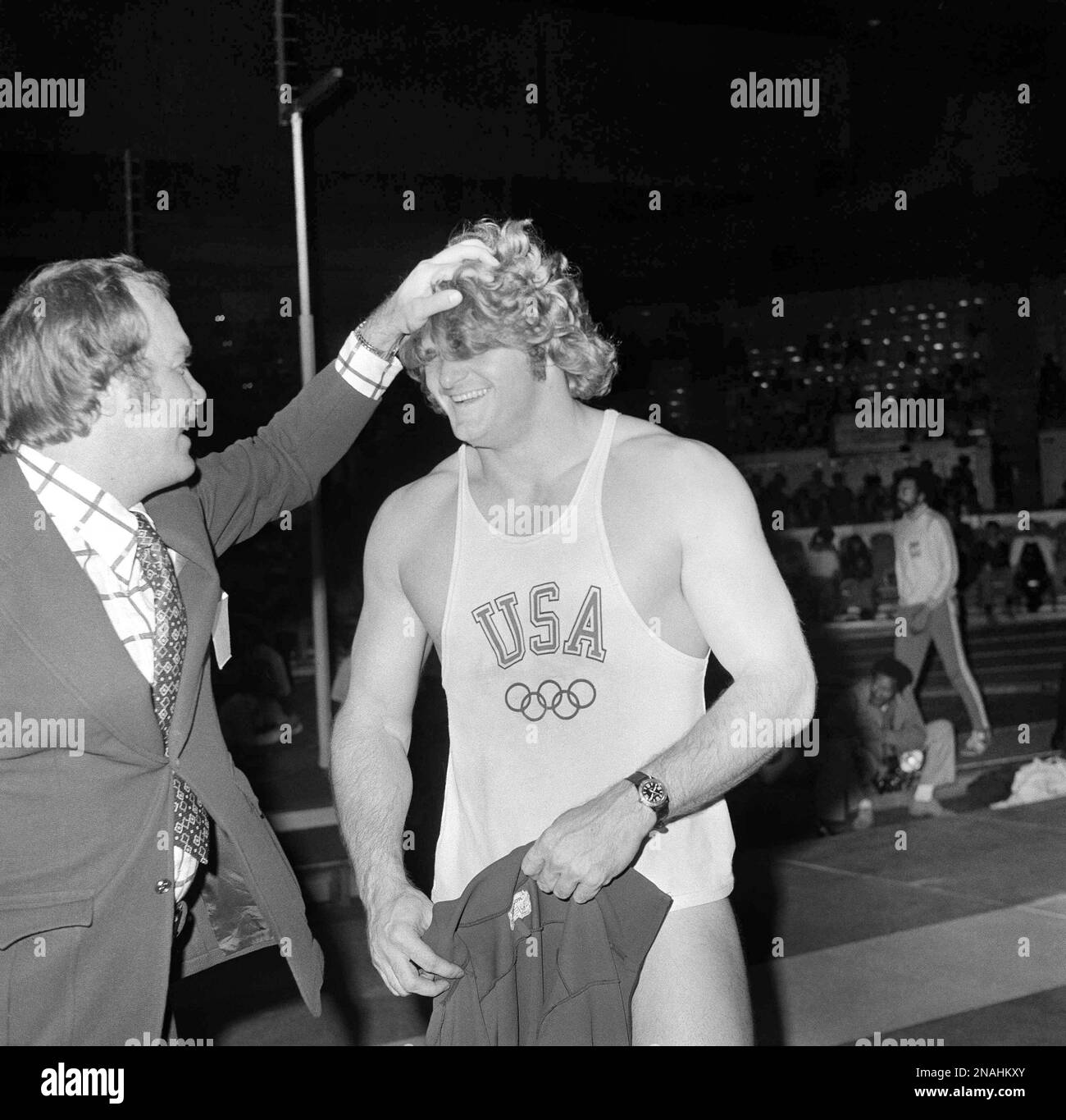 Huge Brian Oldfield, a Munich Olympian, is all smiles as he is ...