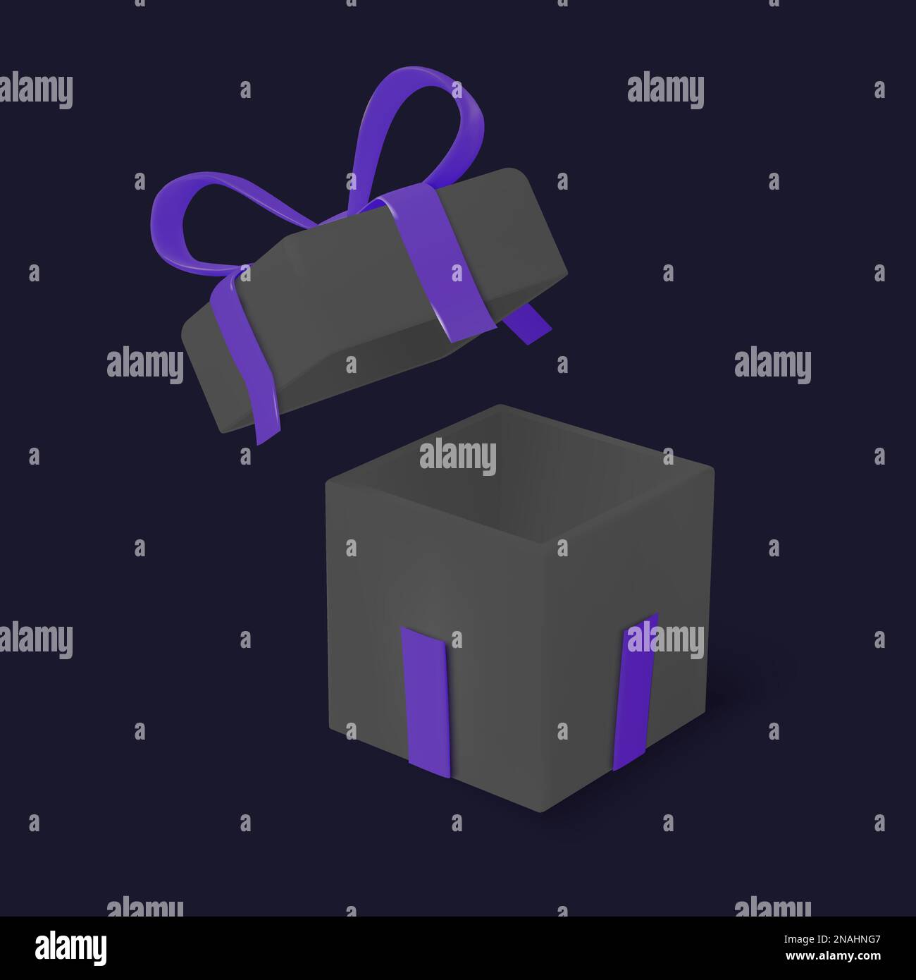 Dark gift box vector 3D with top flying up Stock Vector Image & Art - Alamy