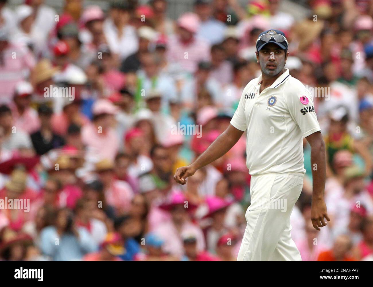 India's cricket player Ravichandran Ashwin walks in the infield on the ...