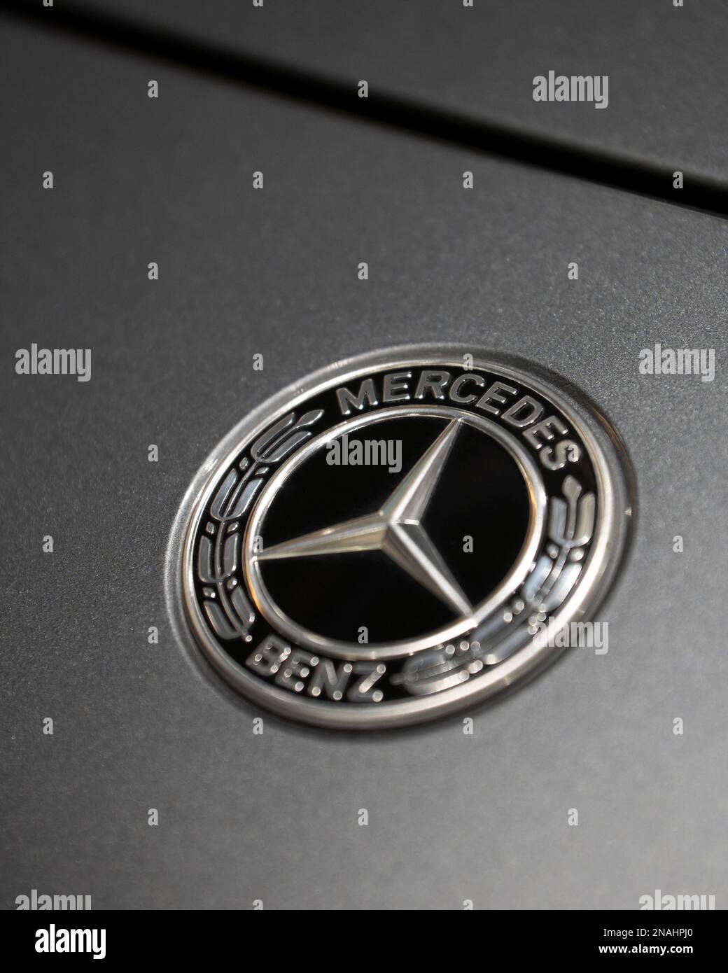 illustration Mercedes Benz logo in Paris, France on February 13, 2023 ...