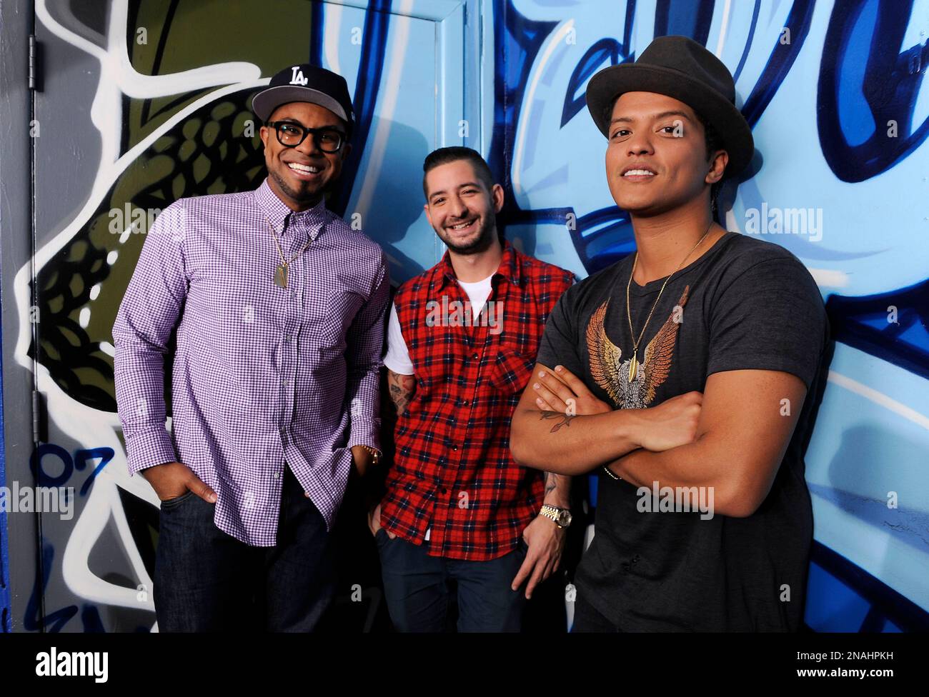 Philip Lawrence, left, Ari Levine, center, and Bruno Mars of the ...