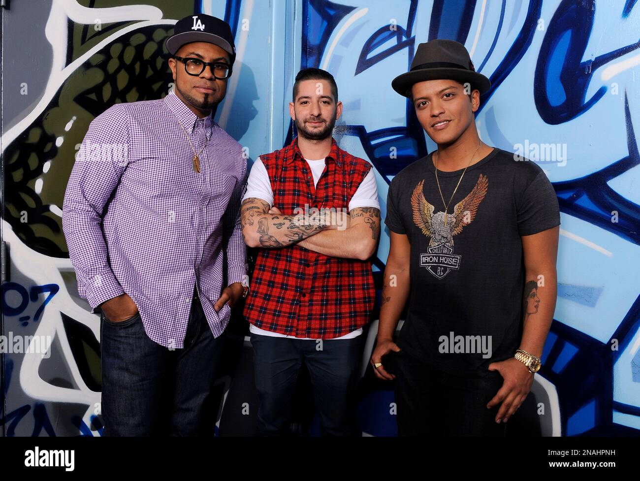 Philip Lawrence, left, Ari Levine, center, and Bruno Mars of the ...