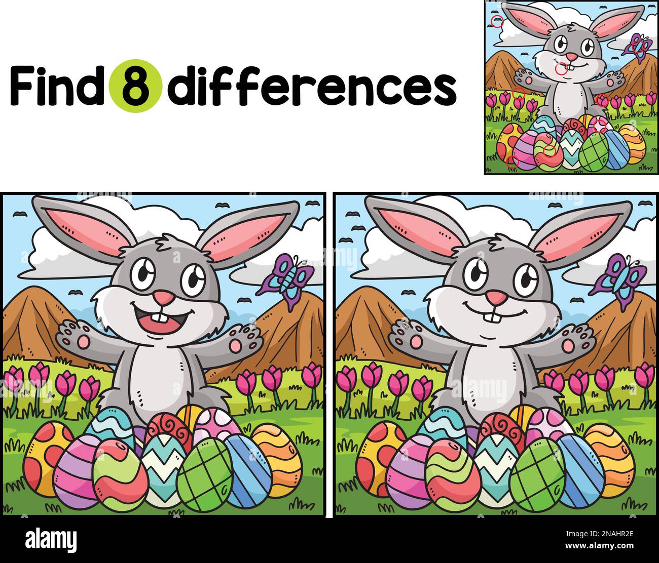 Bunny with Easter Egg Find The Differences Stock Vector Image & Art - Alamy