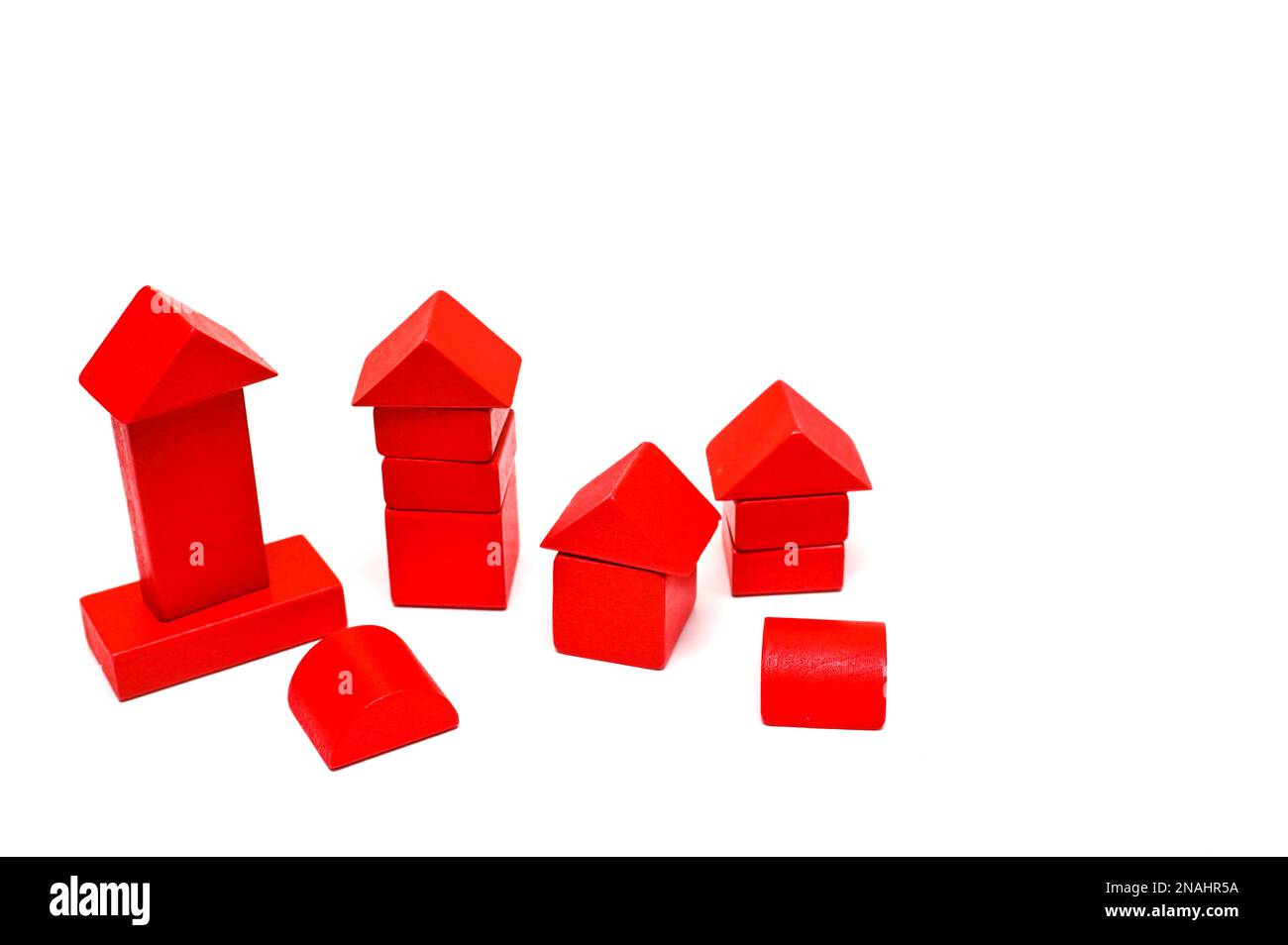 the constructions are made of red figurines of bricks of different ...