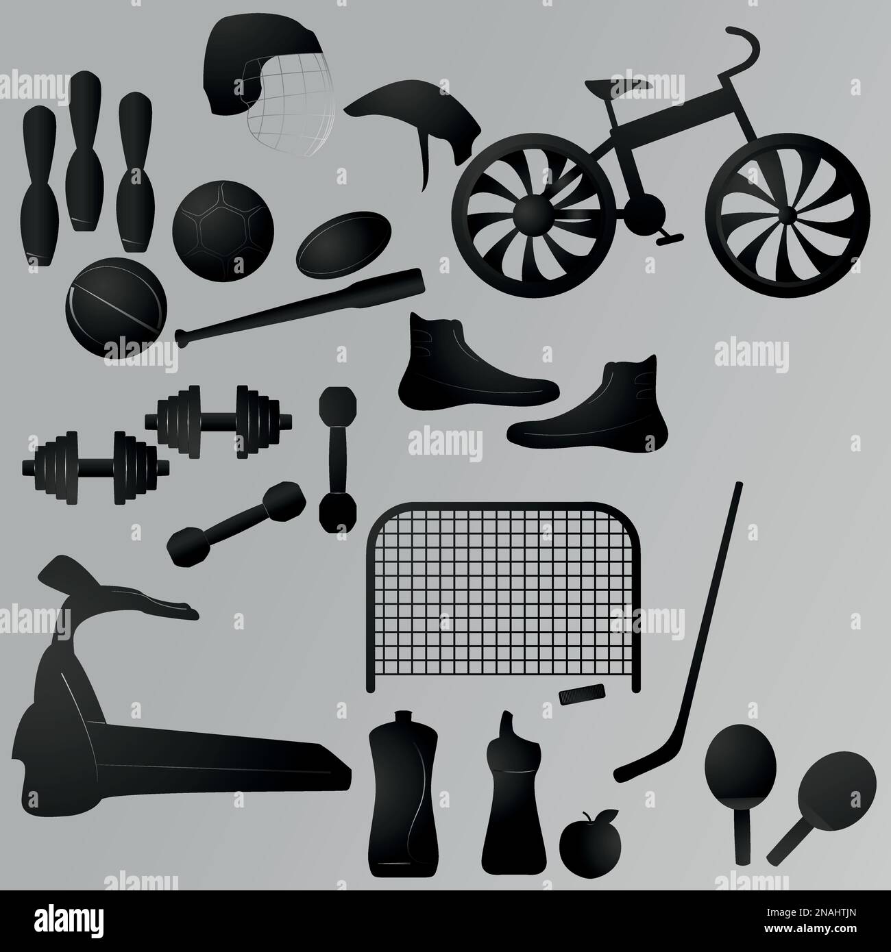 Set of objects on the theme of sport, healthy lifestyle Stock Vector ...