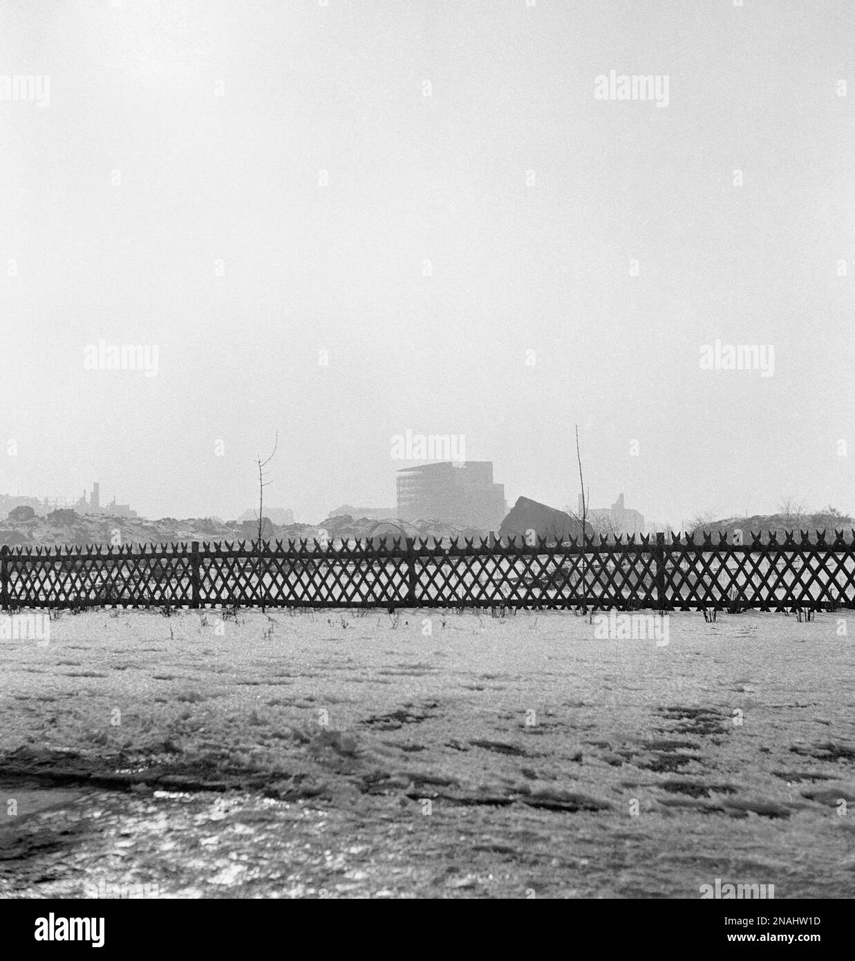 Behind this wooden fence lies the overturned concrete roof of Hitler's ...