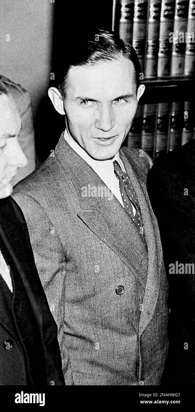 Bruno Richard Hauptmann in the library of the court at Flemington, New ...