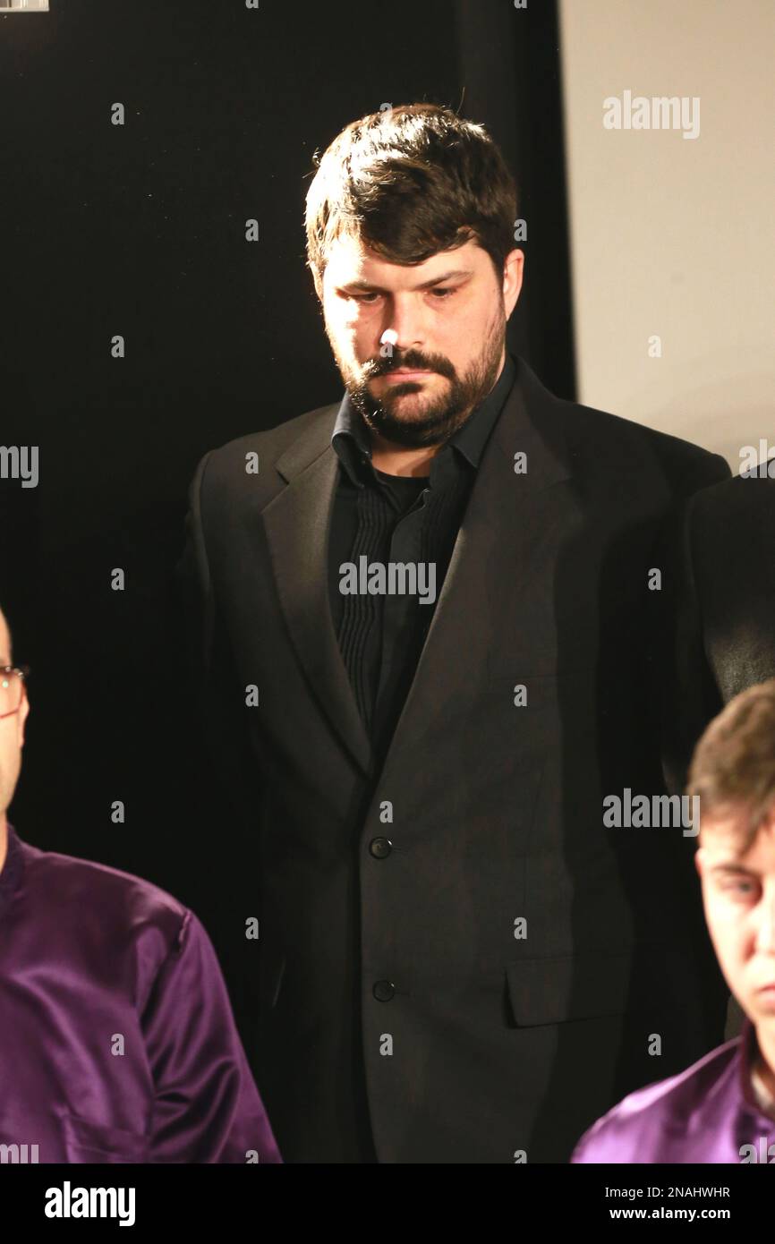 Adrián Saura, son of Carlos Saura, during the director's funeral chapel ...