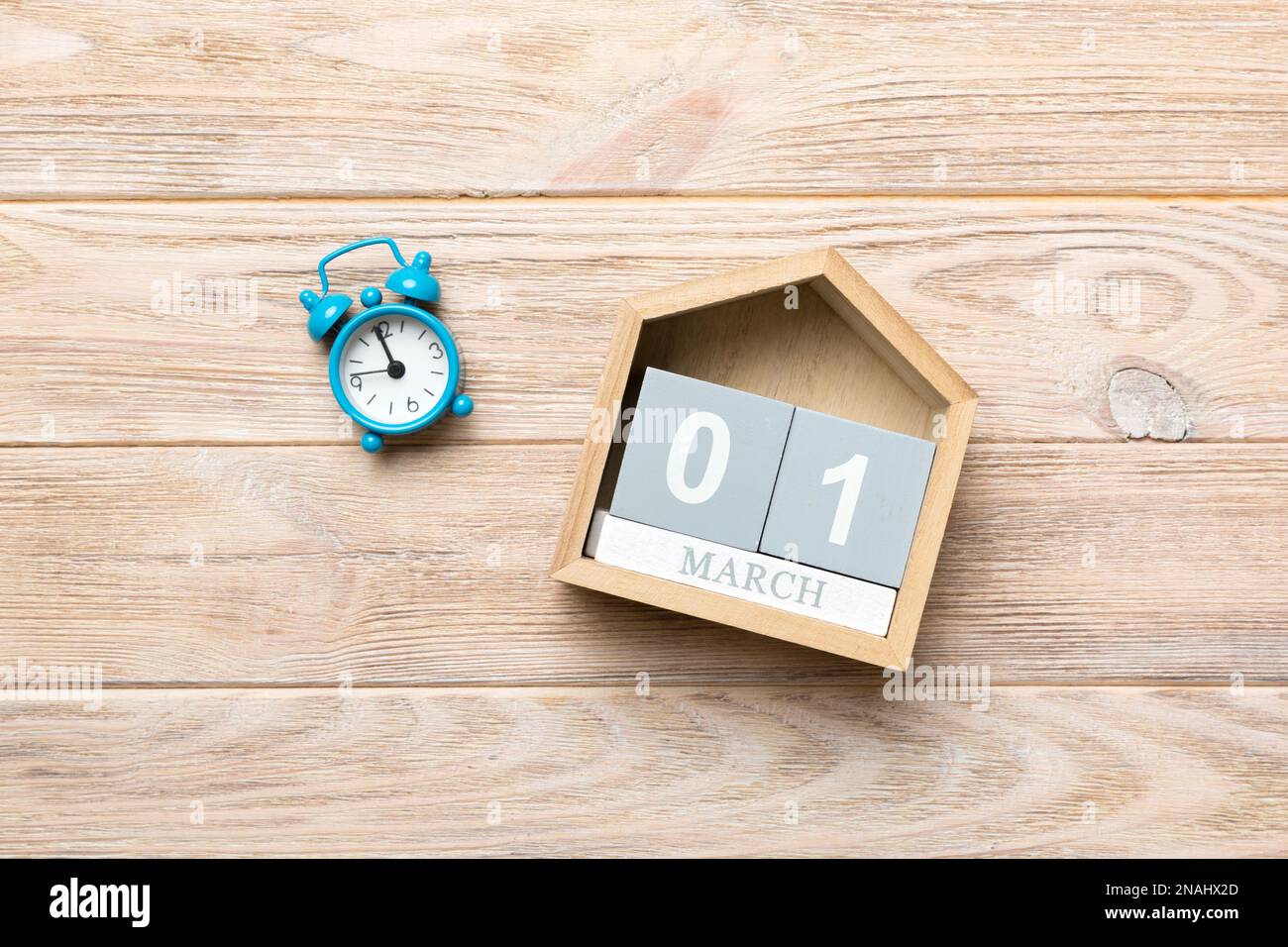 March 1st. Image of March 1 wooden block calendar on colored background ...