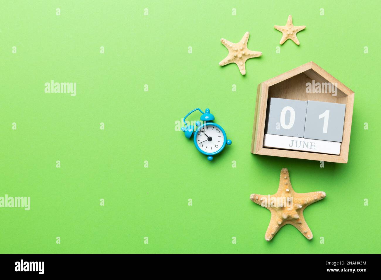 June 1th. Image of june 1 wooden calendar on colored background. Summer ...