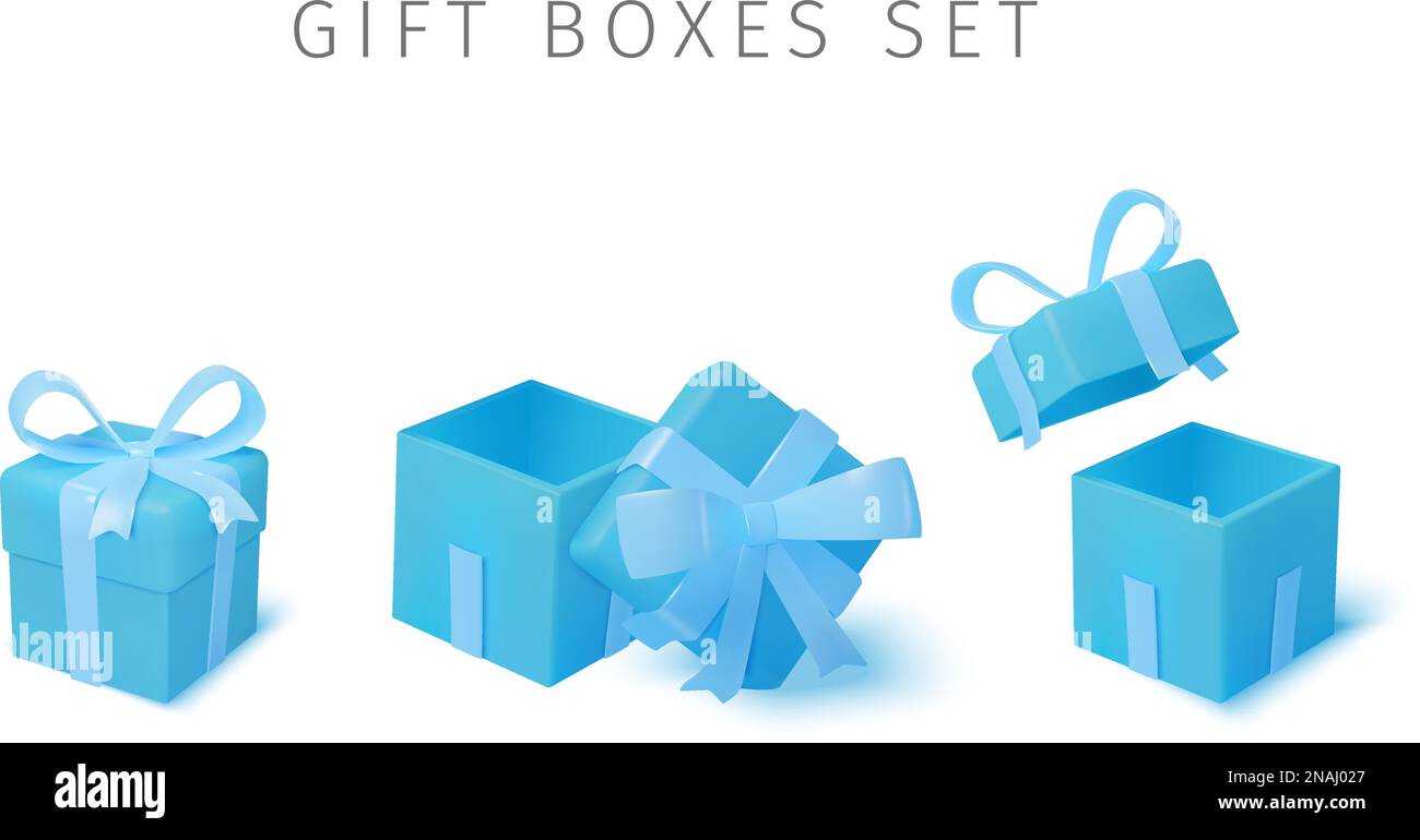 3D realistic light blue gift boxes set vector Stock Vector Image & Art ...