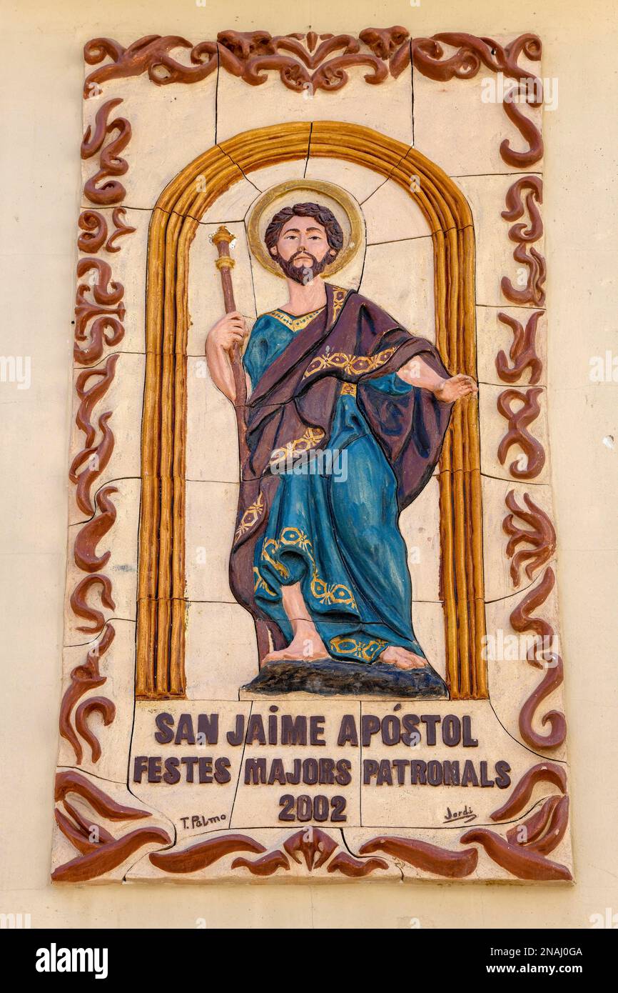 Commemorative plaque for Saint James at the church Iglesia de San Jaime ...