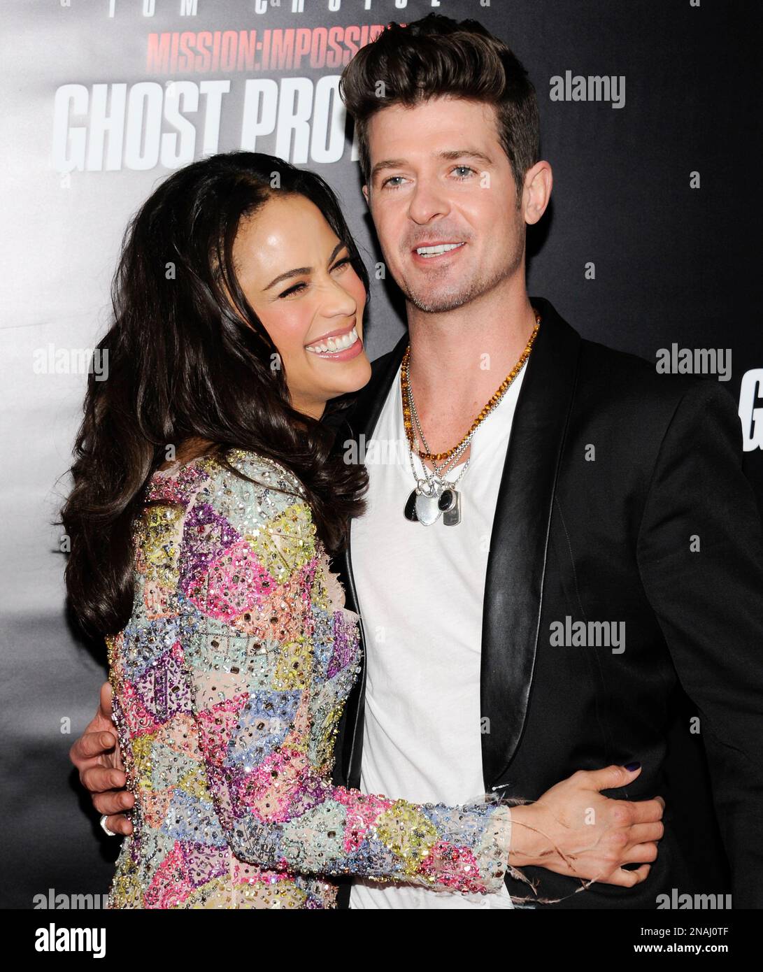 Actress Paula Patton and husband Robin Thicke attend the U.S. premiere ...