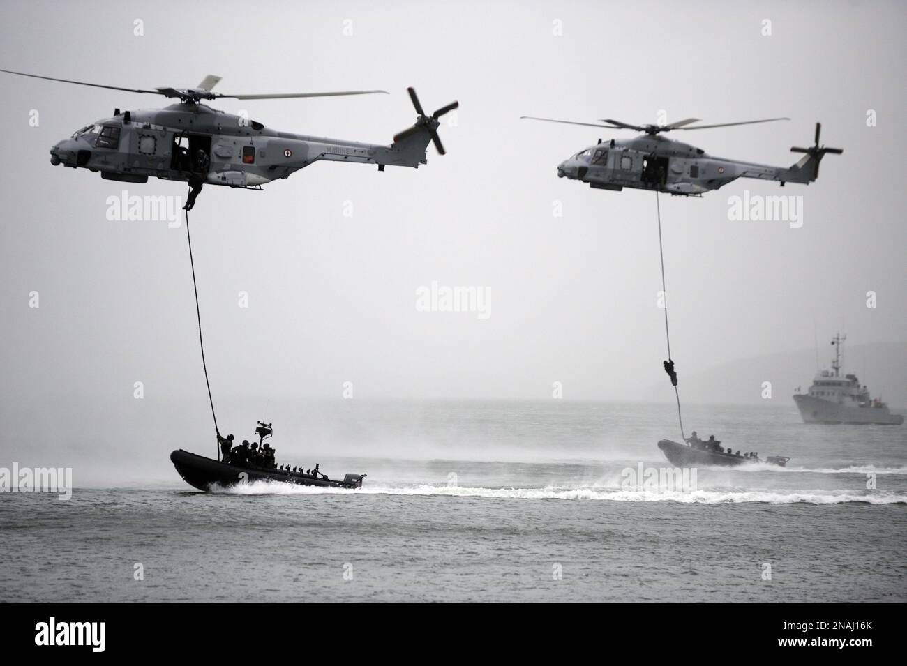 French Marine commandos take part in an exercise using a "Caiman ...