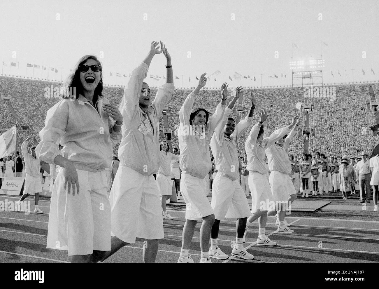 Smiling members of the women's Olympic team from Brazil wave to the ...