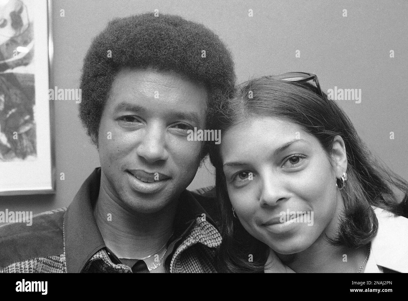 Tennis star Arthur Ashe with his wife Jeanne in New York on Feb. 16 ...