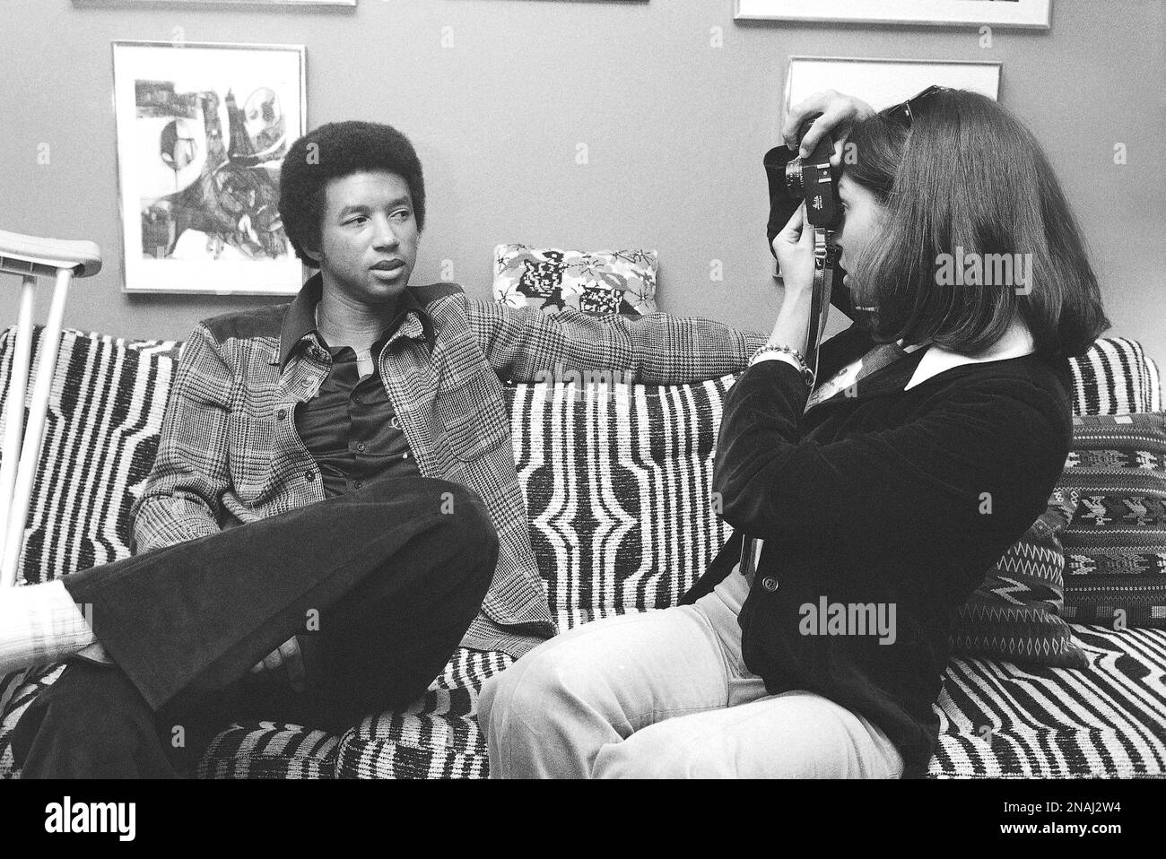 Tennis star Arthur Ashe with his wife Jeanne in New York on Feb. 16 ...