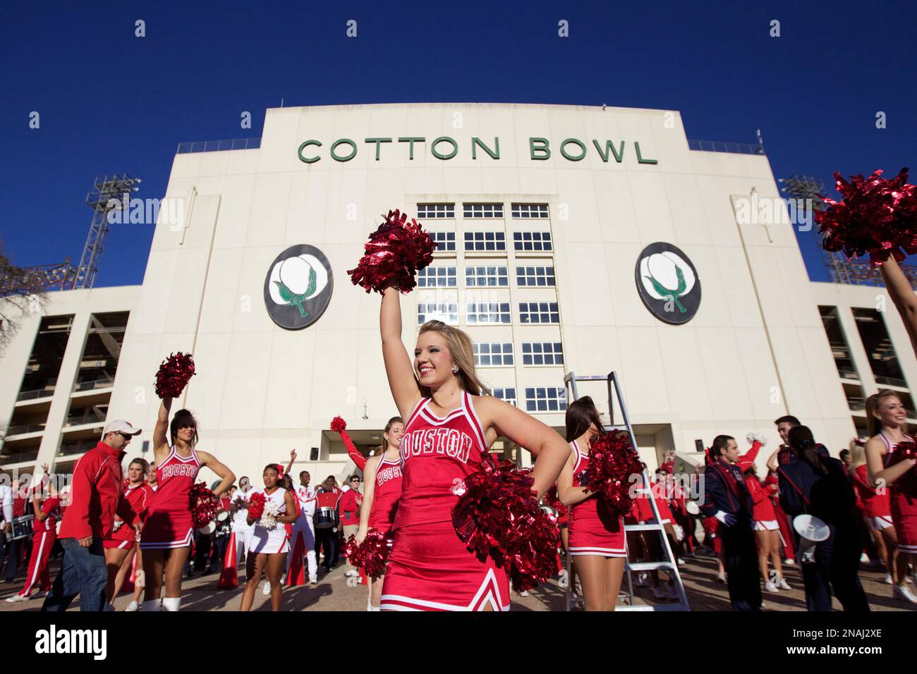 Houston cheerleaders during a pep rally at the Cotton Bowl, Sunday, Jan ...