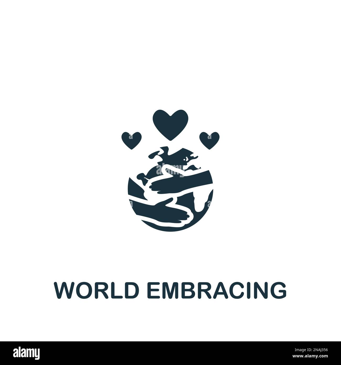 World embracing icon. Monochrome simple sign from donation collection ...