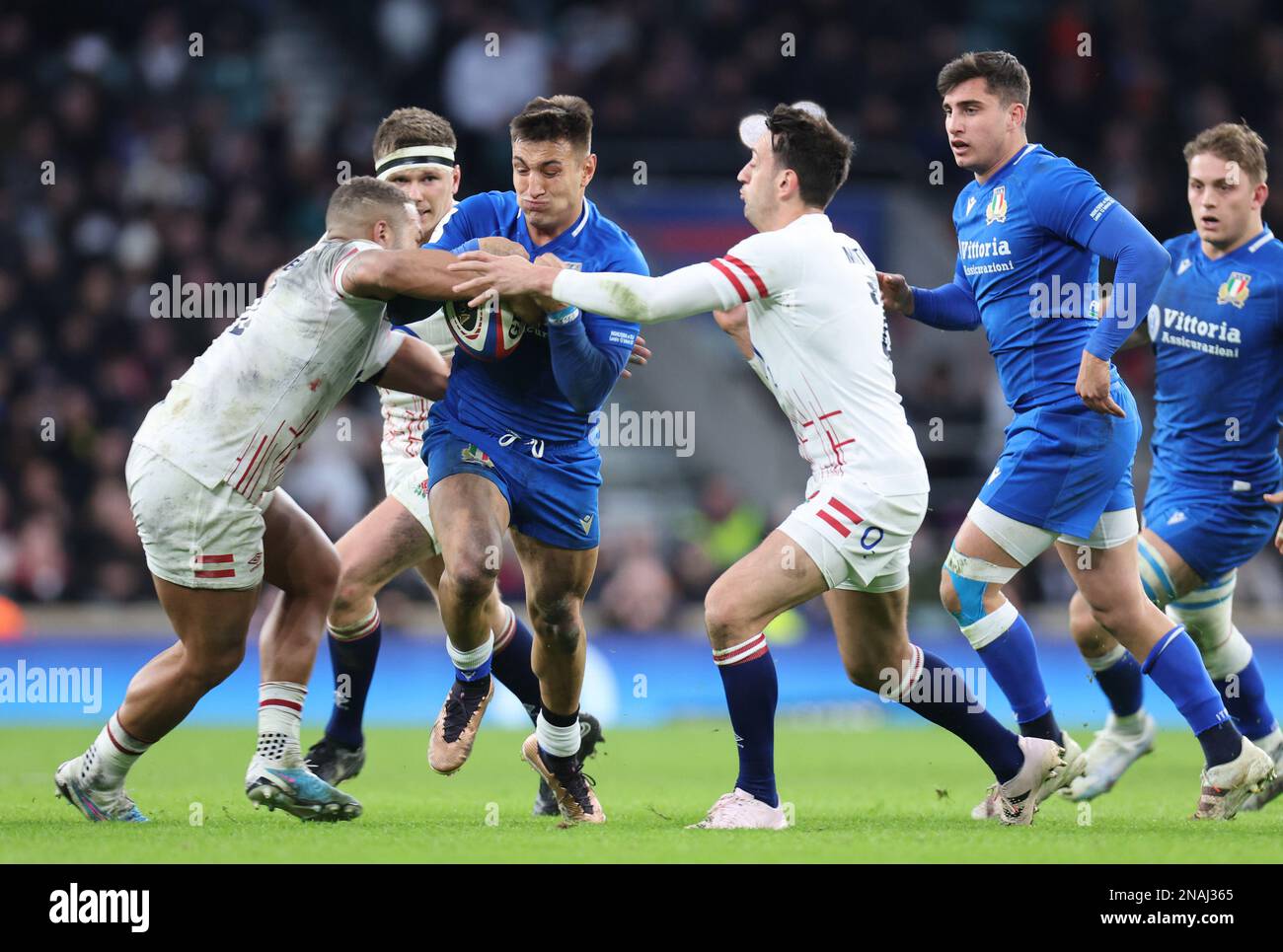 Alessandro Fusco of Italy (BLUE) during the 2023 Six Nations ...