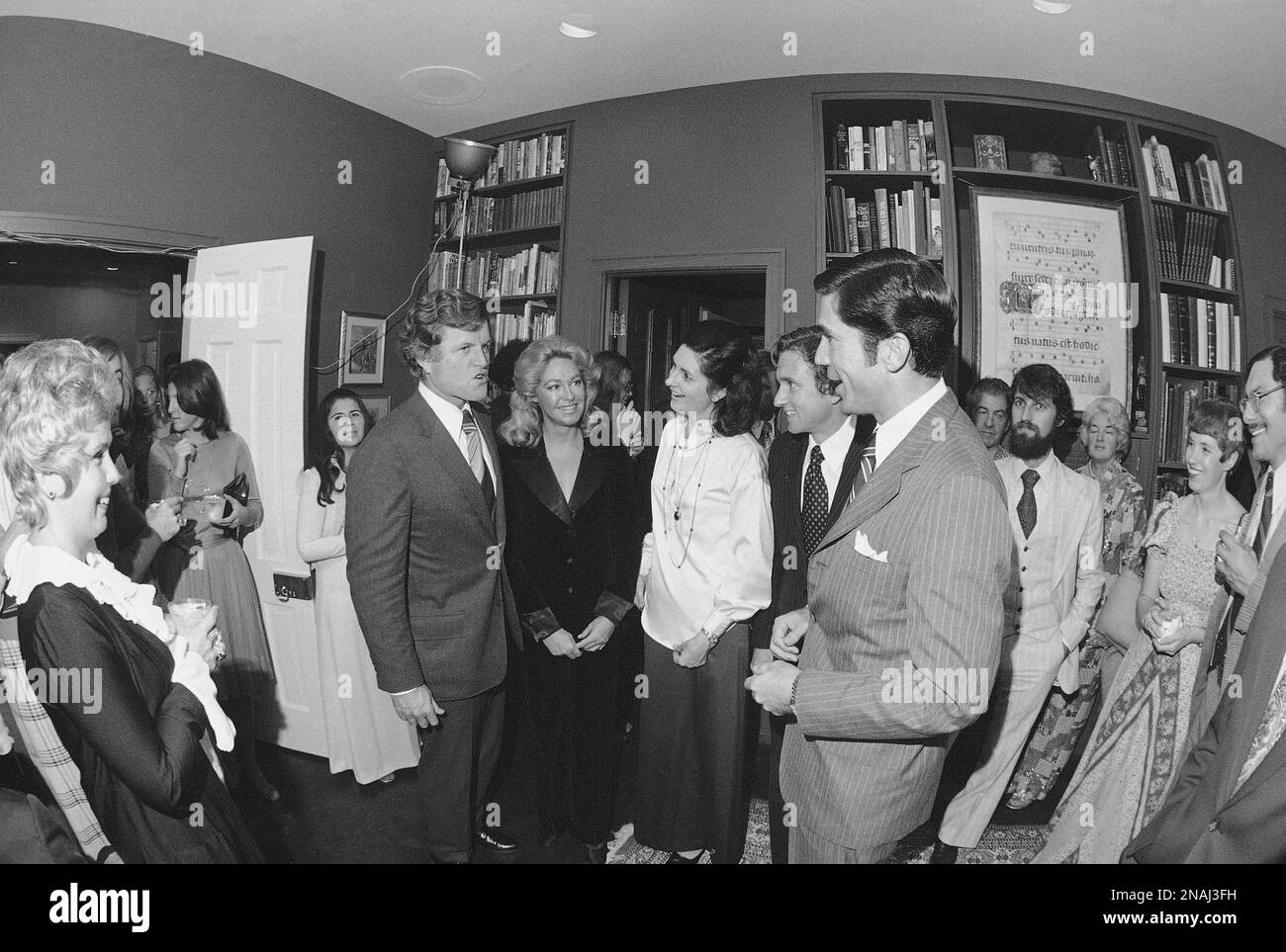 Mrs. and Mrs. Chuck Robb, greet guests at their McLean, Va., home on ...