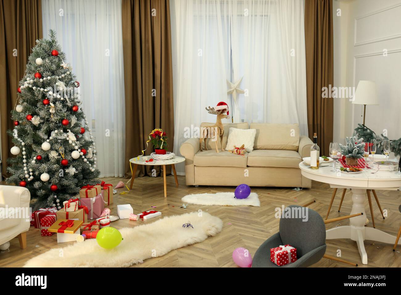 Mess in room after new year party Stock Photo - Alamy