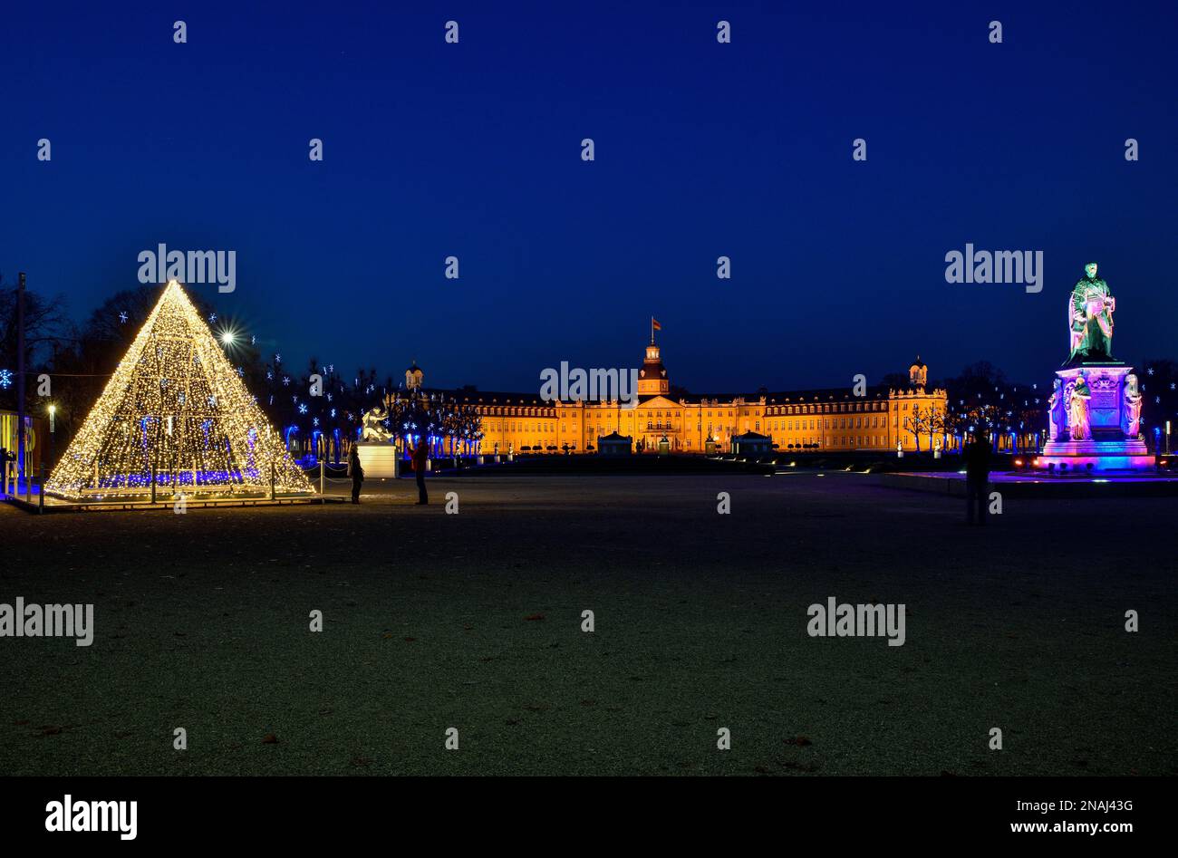 Monument of the Grand Duke Karl Friedrich of Baden and illuminated ...