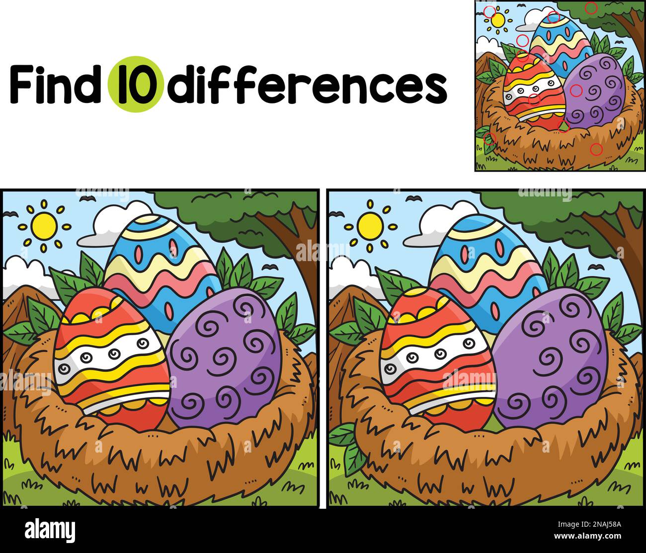 Easter Eggs in Nest Find The Differences Stock Vector Image & Art - Alamy