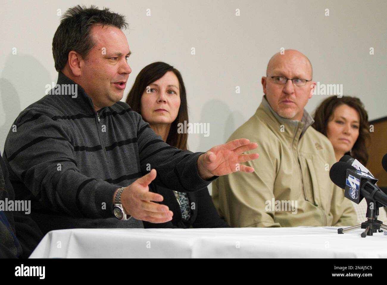 From left, Roger Andersen, his wife Mindy Andersen, family friend ...