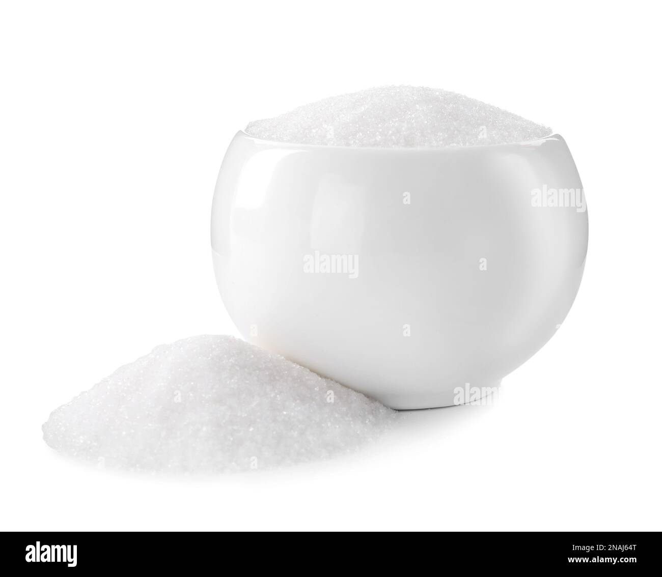 Granulated sugar in bowl isolated on white Stock Photo - Alamy